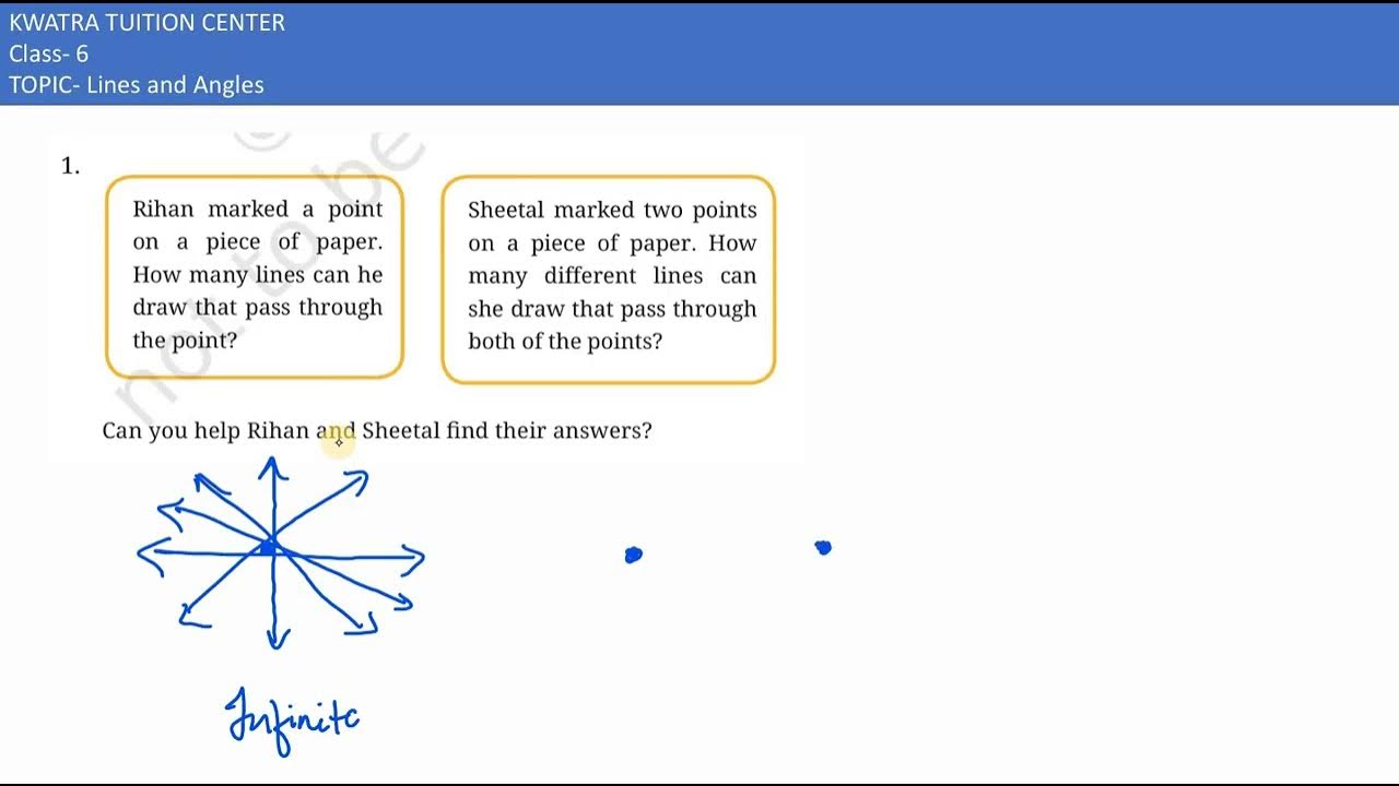 1. Rihan marked a point on a piece of paper. How many lines can he draw that pass through the ...