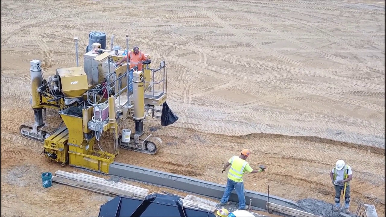 Drone footage of a Curb Machine in action. - YouTube