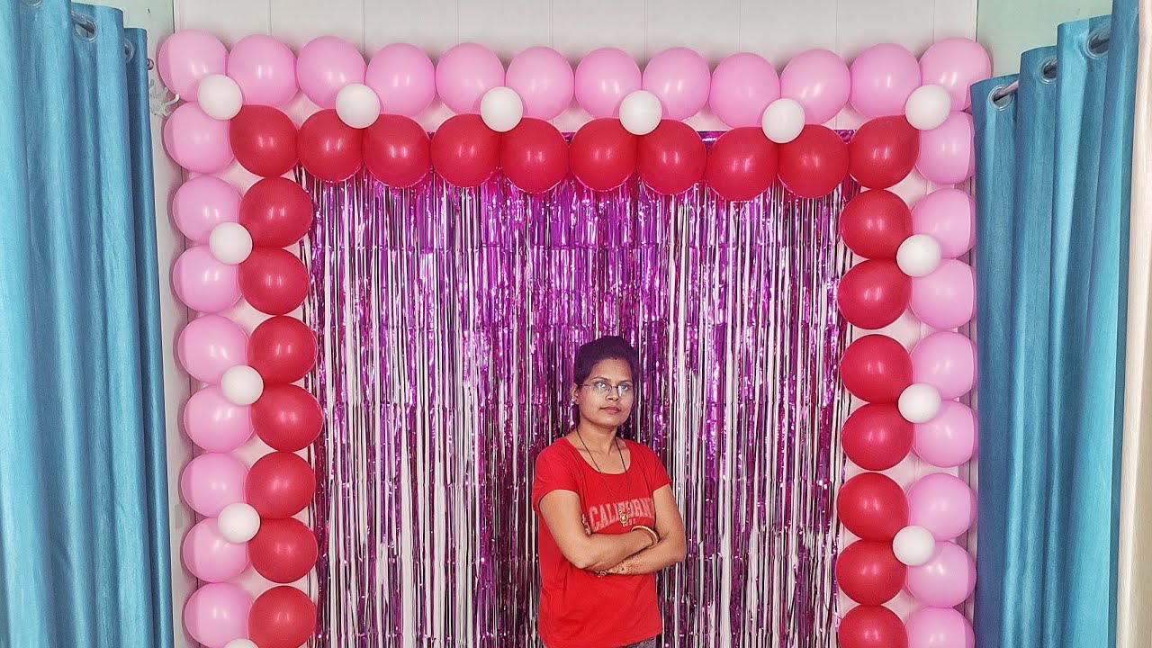 #48: Backdrop balloon decoration | birthday balloon decoration ideas ...