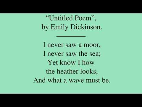 Poem by Emily Dickinson: “I never saw a moor” - YouTube