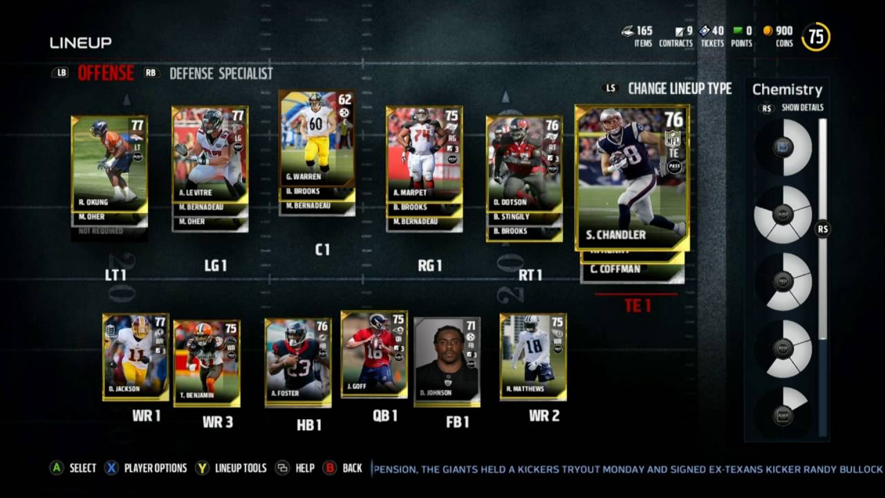 Madden 17 Lineup Update (75 Overall) 8-23-2016 - YouTube