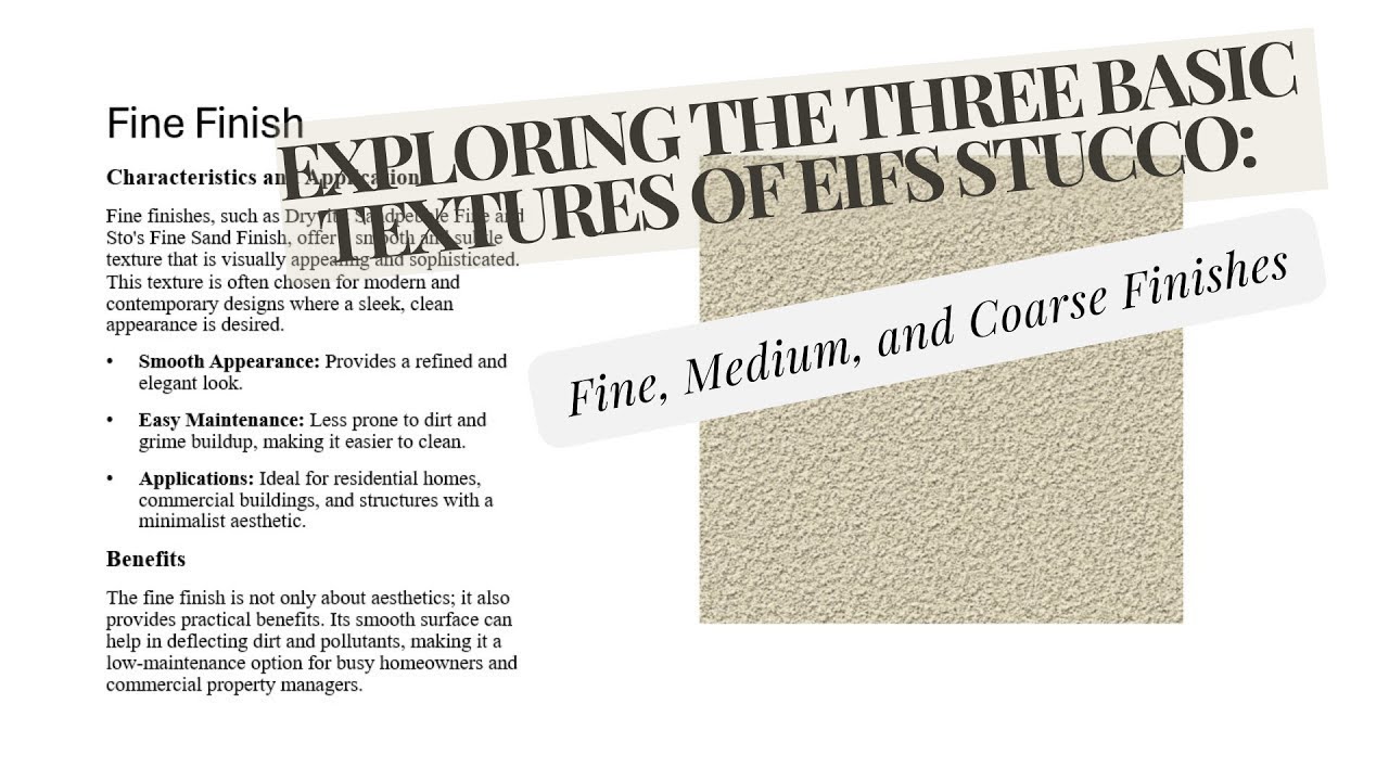 Exploring the Three Basic Textures of EIFS Stucco - YouTube