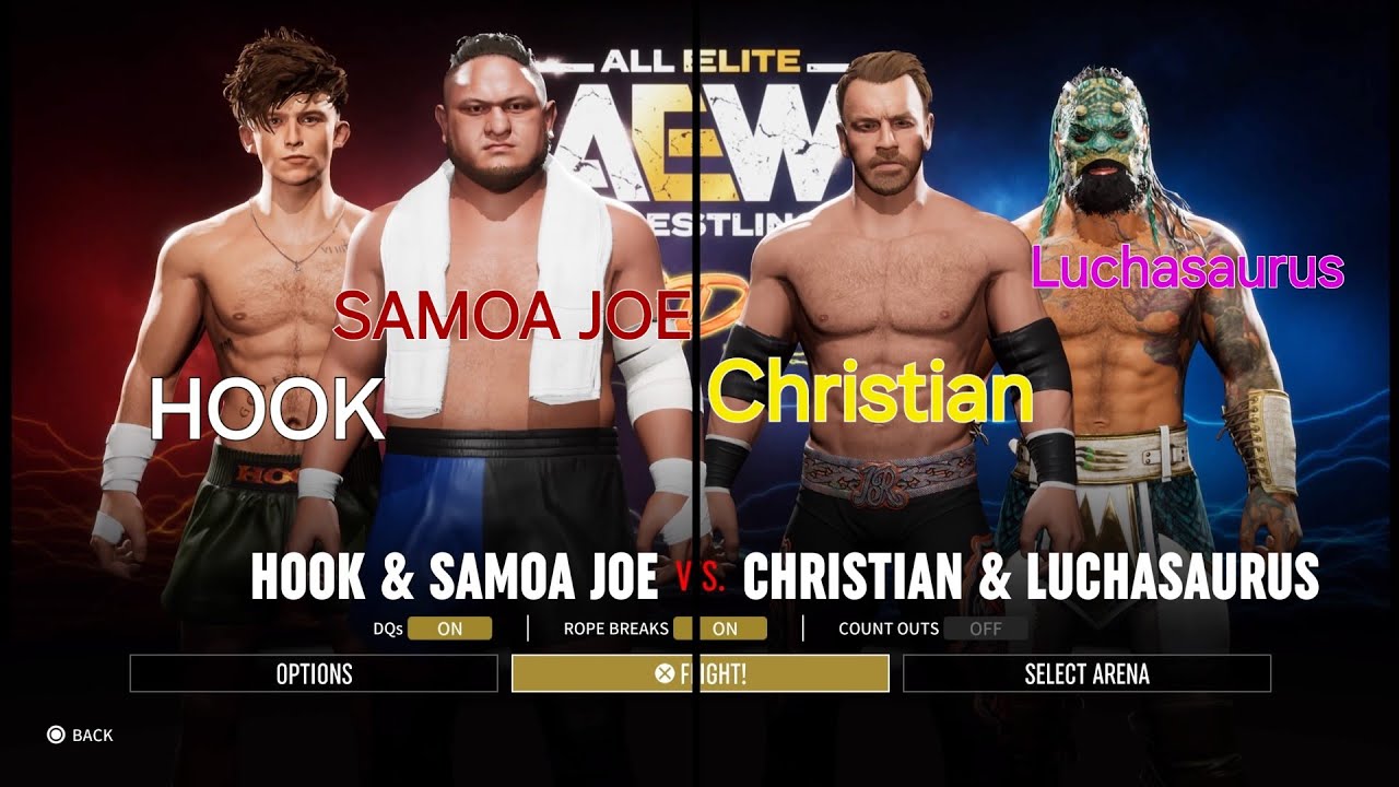 AEW: Fight Forever| Samoa Joe & Hook vs. Christian & LuchaSaurus | AEW ...