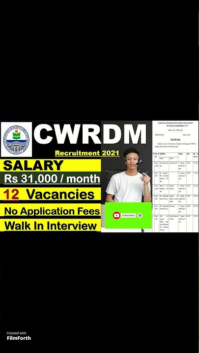 Recruitment by CWRDM 2021 | Link is Given in the Comment Box for more ...