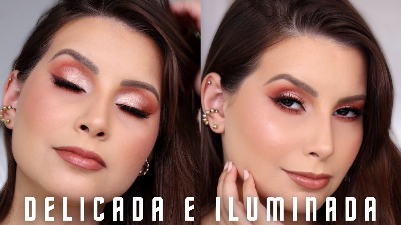 MAQUIAGEM DELICADA E ILUMINADA EM TONS NEUTROS | #PALETADOMÊS - YouTube