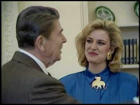 President Reagan meeting with Miss America Sharlene Wells on January 23 ...