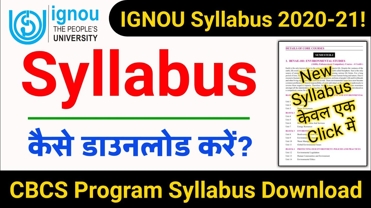 IGNOU Syllabus 2020-21 Download | IGNOU CBCS Program Latest Syllabus ...