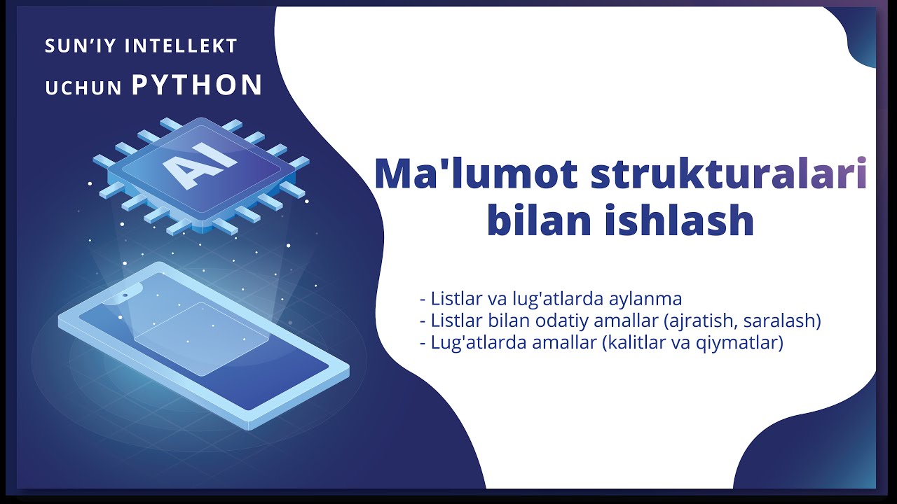 6. Ma'lumot strukturalari bilan ishlash - YouTube