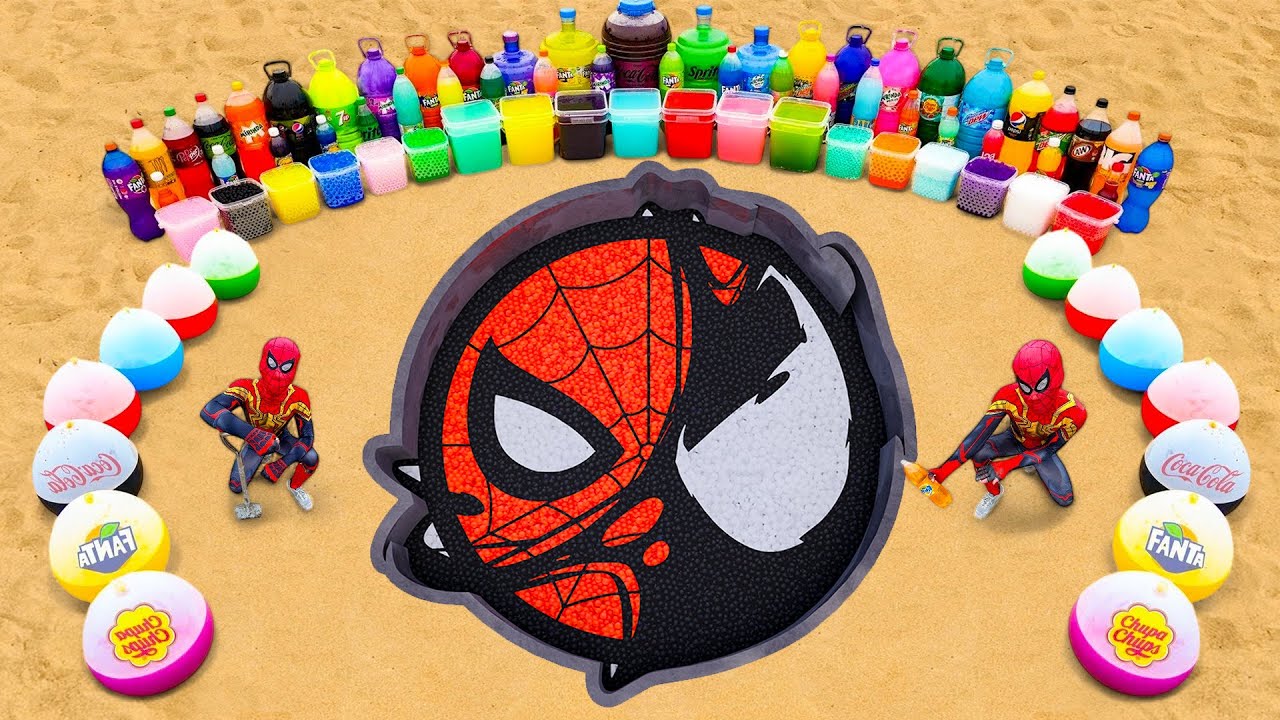Big Toothpaste Eruption from Spiderman and Venom's Pit, Balloons Fanta ...