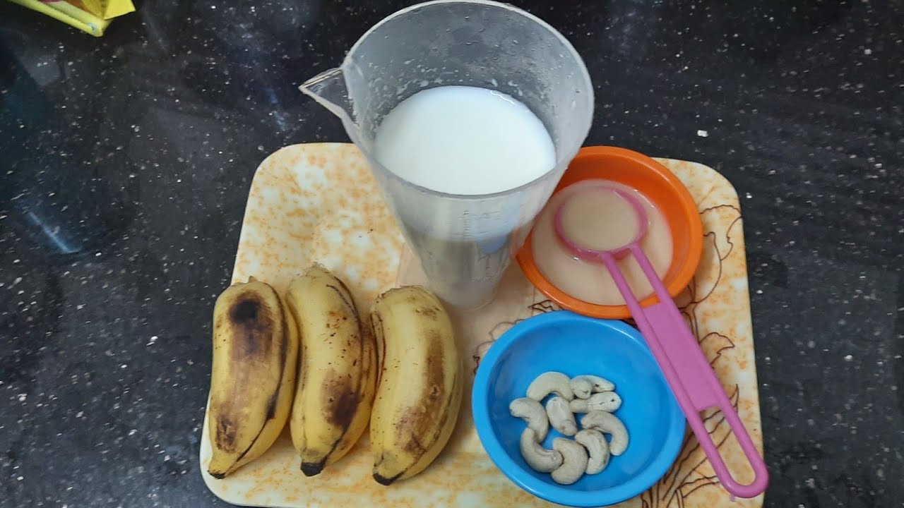 Banana &cashew milk shake/kids loving shake/ healthy milk shake - YouTube