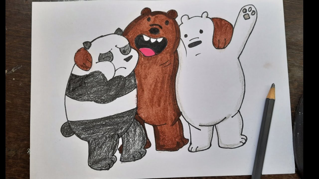 We Bare Bears Drawing | Cartoon Drawing | Easy Drawing | How to Draw ...