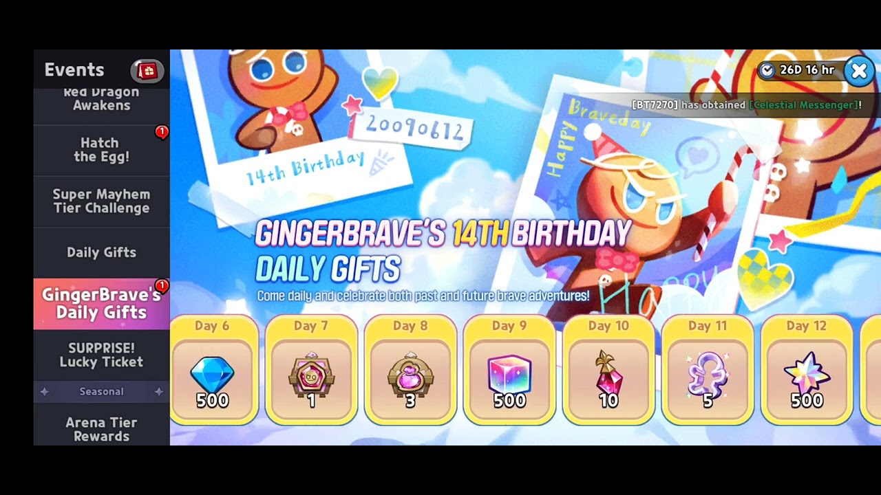 Event: GingerBrave's 14th Birthday Daily Gifts - Cookie Run: Kingdom ...