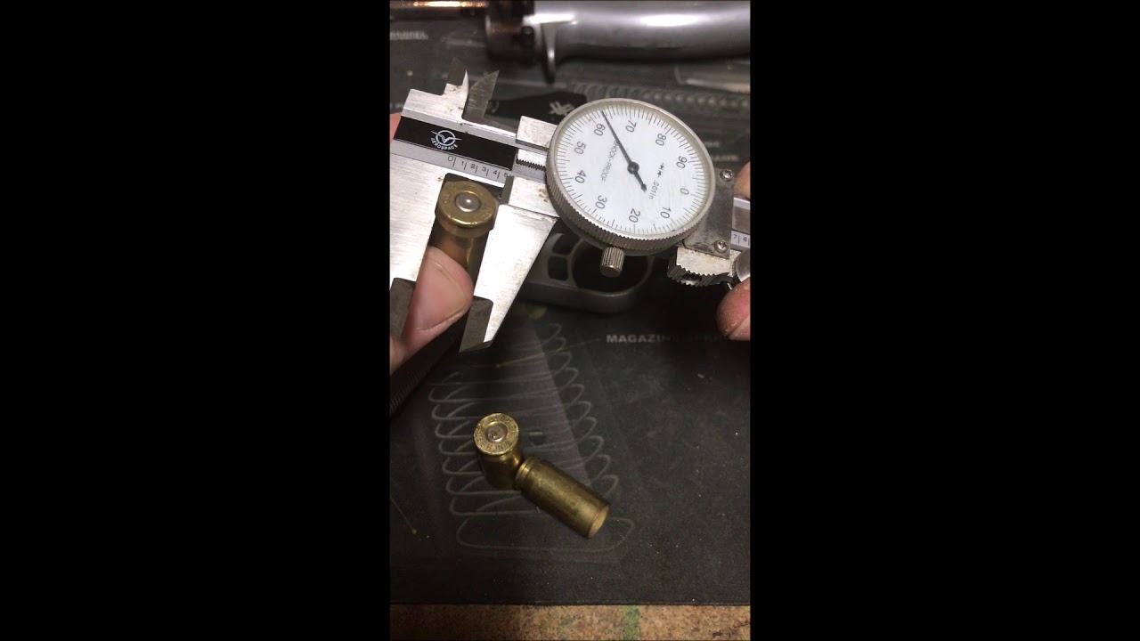Evaluating pressure in the 45 ACP and 45 super with calipers - YouTube