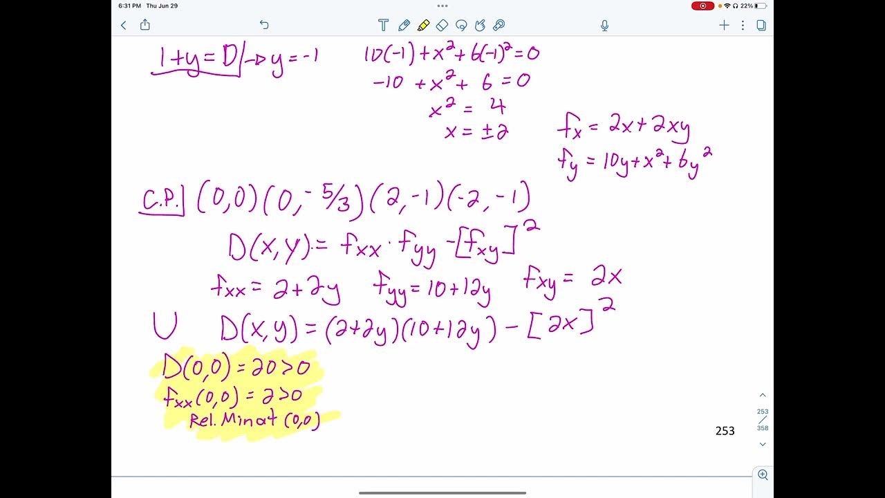 Calculus III - Unit 3 Section 6 - Finding Extrema - YouTube