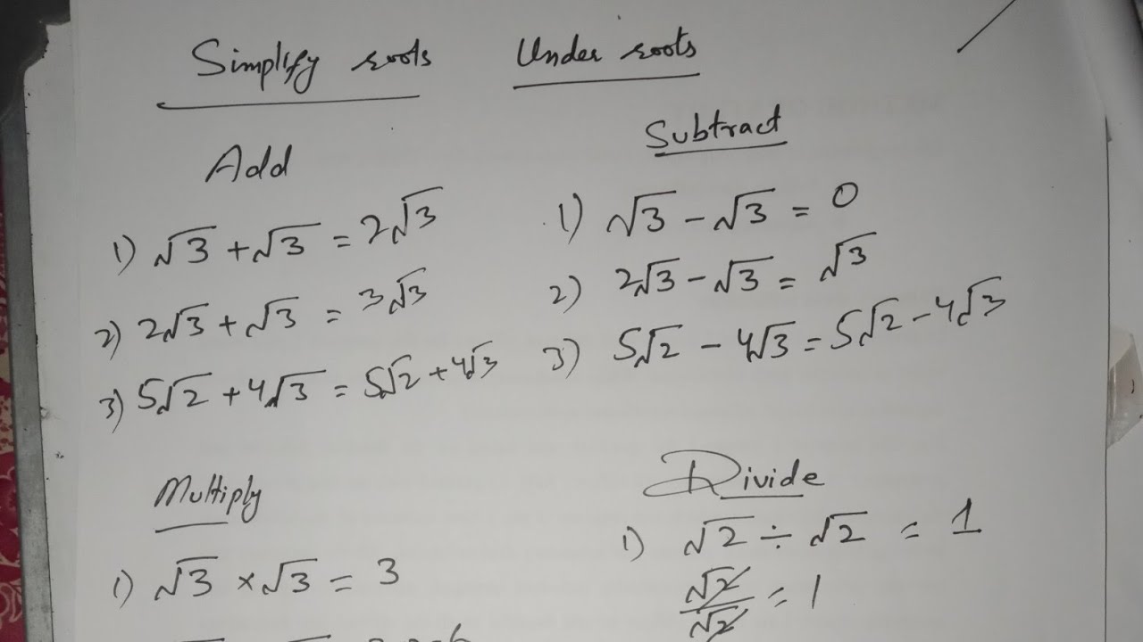 Root values | Under Root | Maths Solution | Explained Underroot values ...