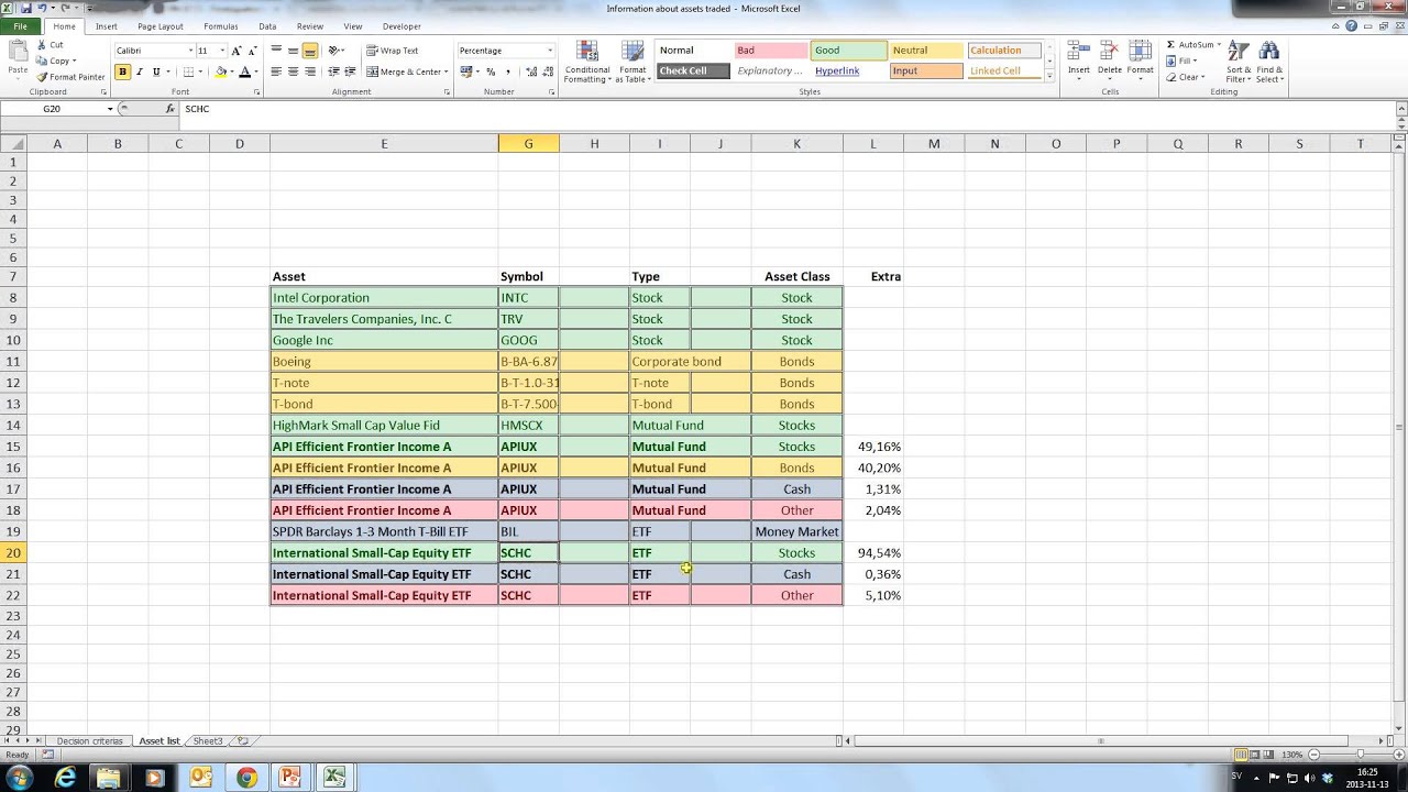 Create the asset allocation pie - YouTube