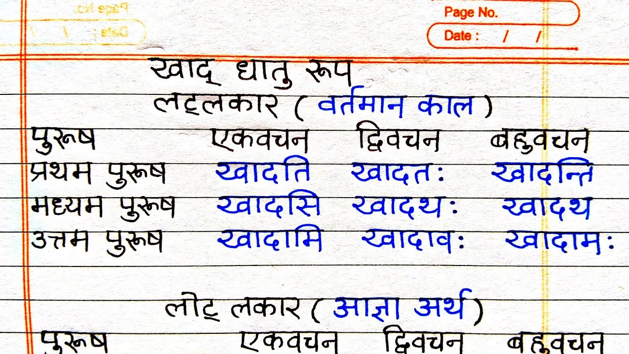 खाद् धातु के रूप संस्कृत में | khad dhatu roop in sanskrit | khad dhatu ...