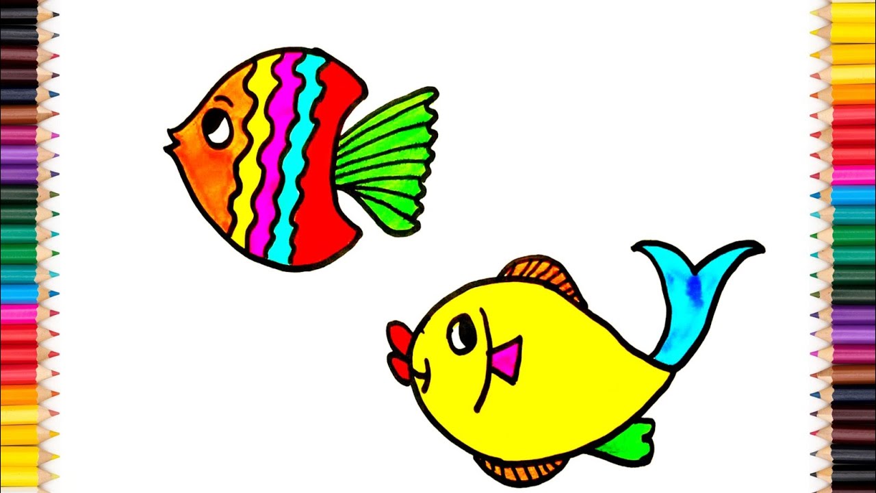 How to Draw A Fish 🐟 for Kids | Fish Drawing, Coloring and Painting ...