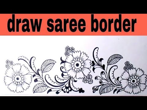 Saree Border designs Drawing easy//Hand Embroidery Saree border design ...