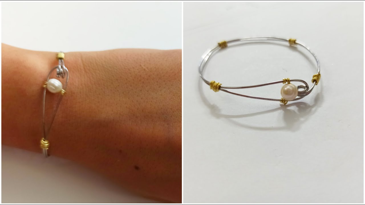 Wire Bangle Tutorial / Easy Beaded Bracelet / Handmade Jewelry DIY ...