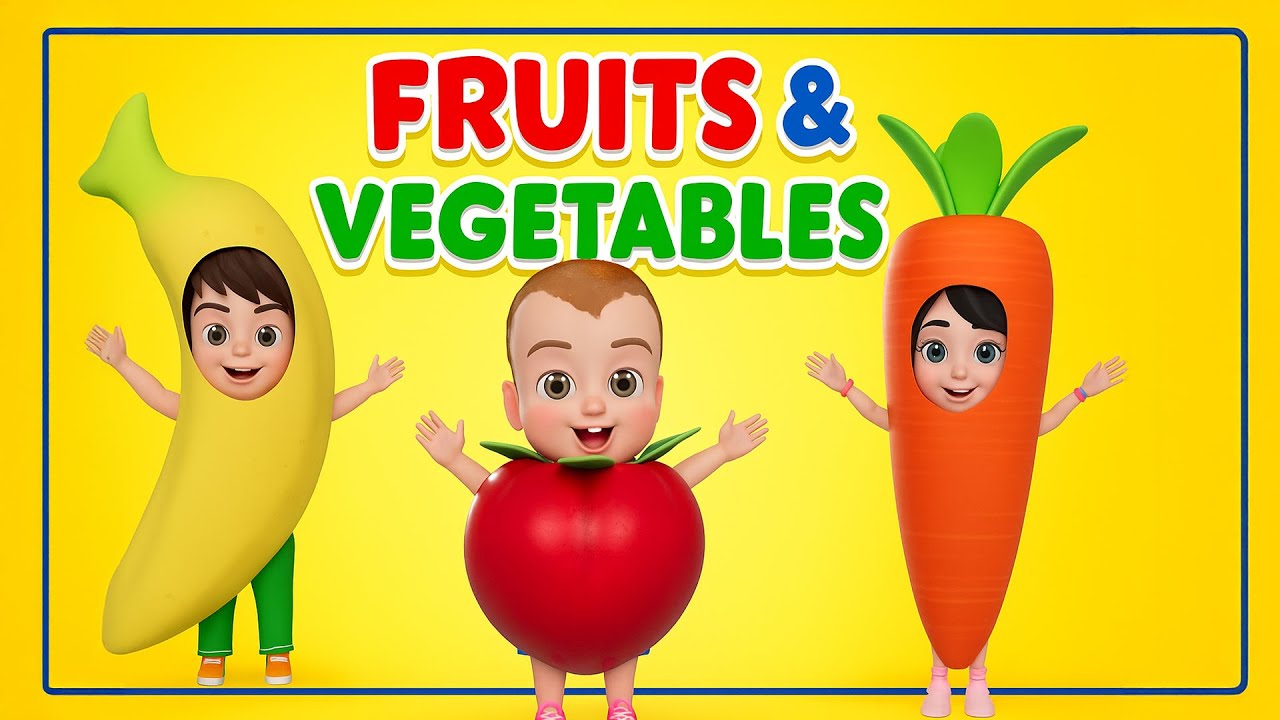Fruits & Vegetables Fun for Kids | Learn with Cute Characters" - YouTube