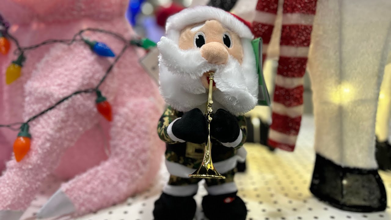 Gemmy animated Trumpet Camo Santa - YouTube