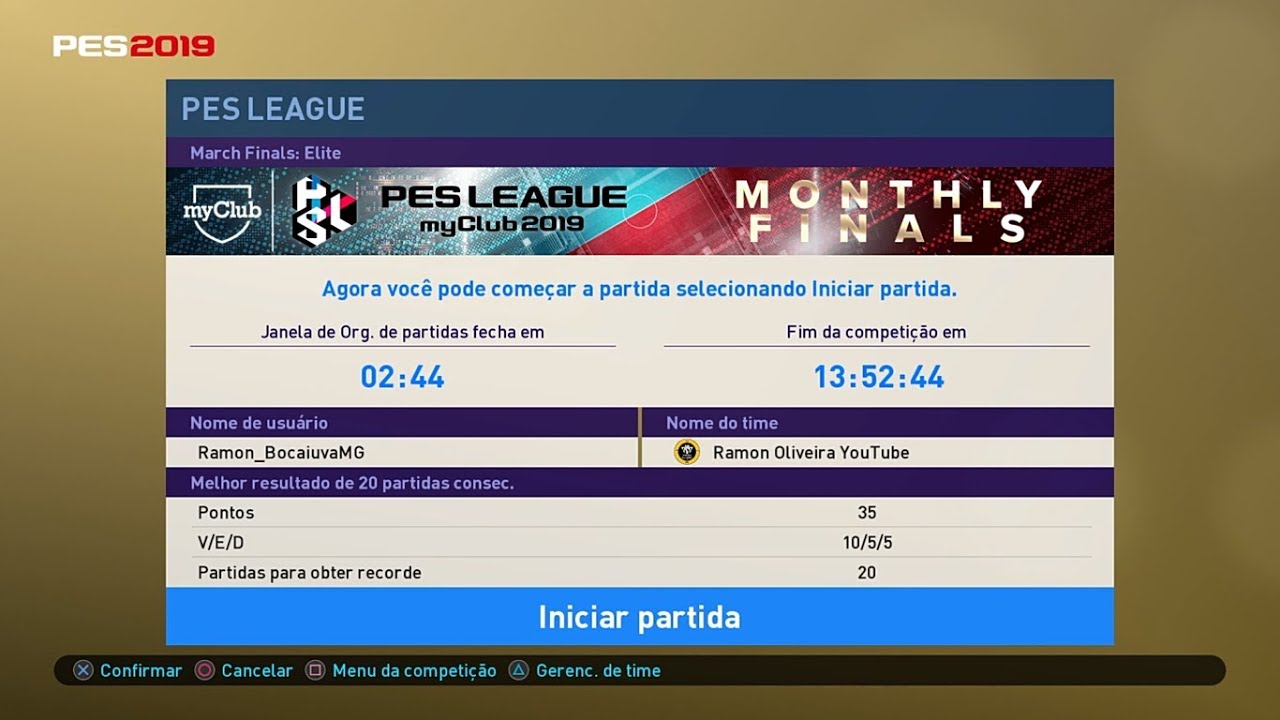 NOSSA CLASSIFICAÇÃO NA PES LEAGUE + RESENHA SOBRE O CAMPEONATO! PES2019 ...