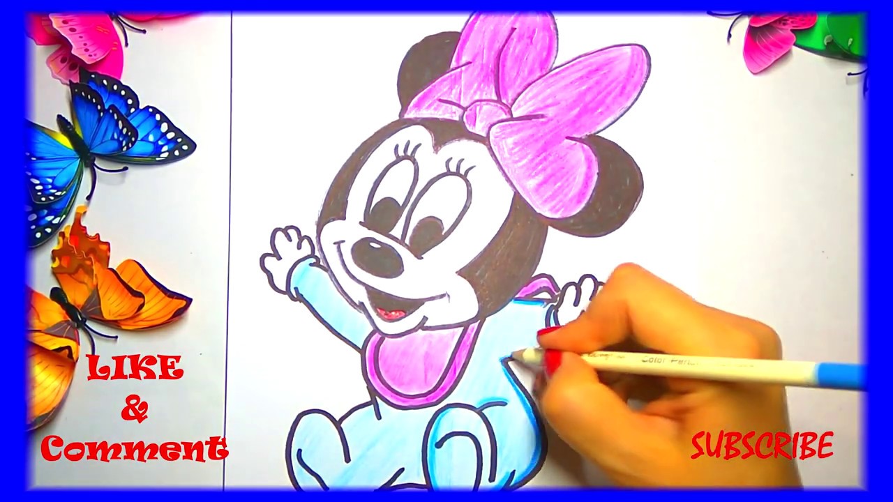 HOW TO DRAW CUTE BABY MINNIE MOUSE - YouTube