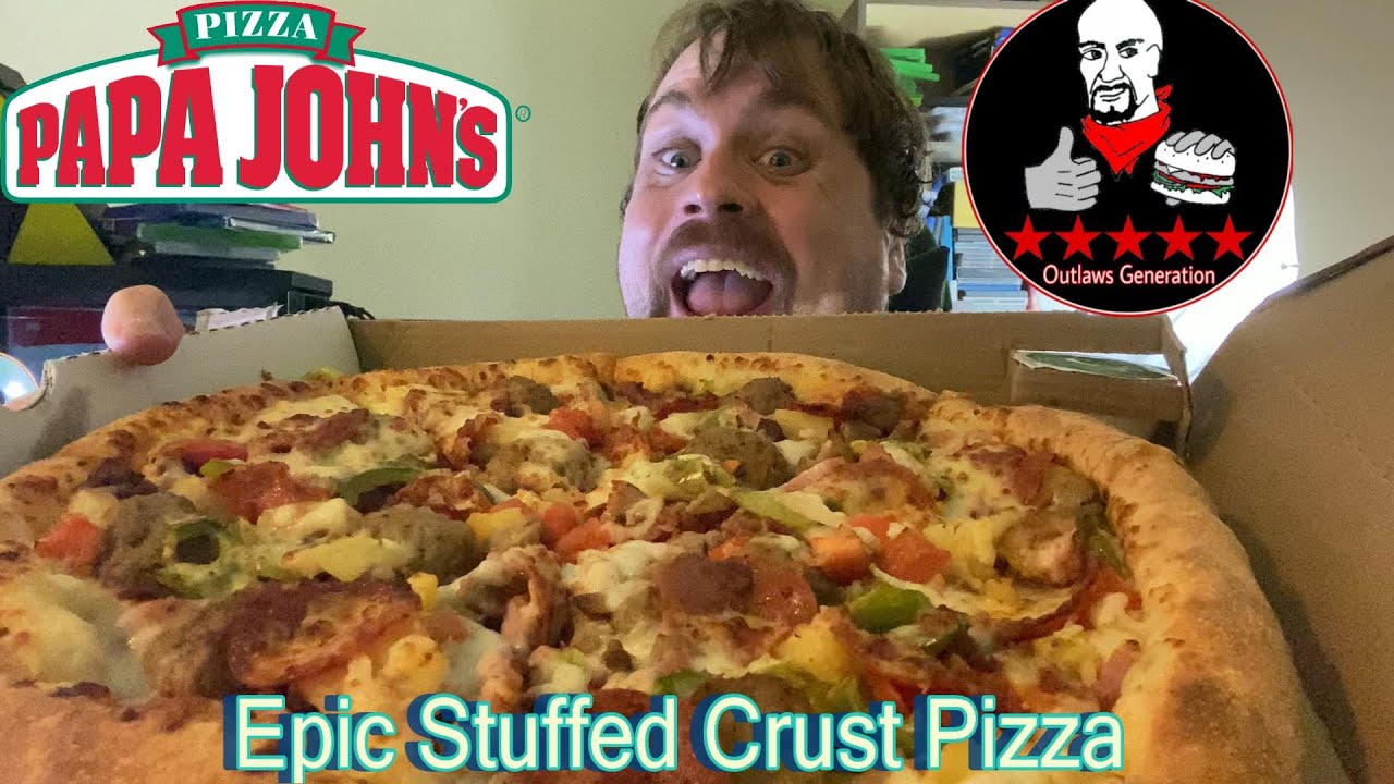Papa Johns Epic Works Stuffed Crust Pizza REVIEW - YouTube