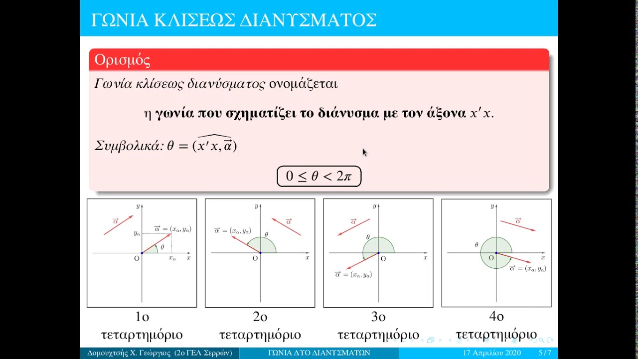 Γωνία Διανυσμάτων - YouTube