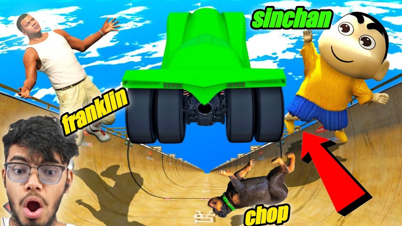 GTA 5: Franklin and sinchan & chop are racing in giant mega ramp with ...