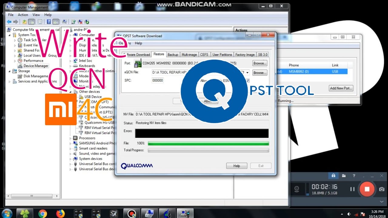 Write Qcn Mi4c Via Qpst - YouTube