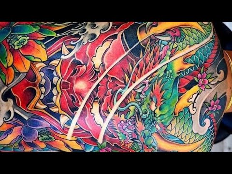 9RL-Hannya&dragon Japanese line tattoo - YouTube