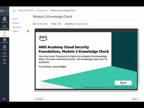 AWS Academy Cloud Security Foundations - Module 2 Knowledge Check - YouTube