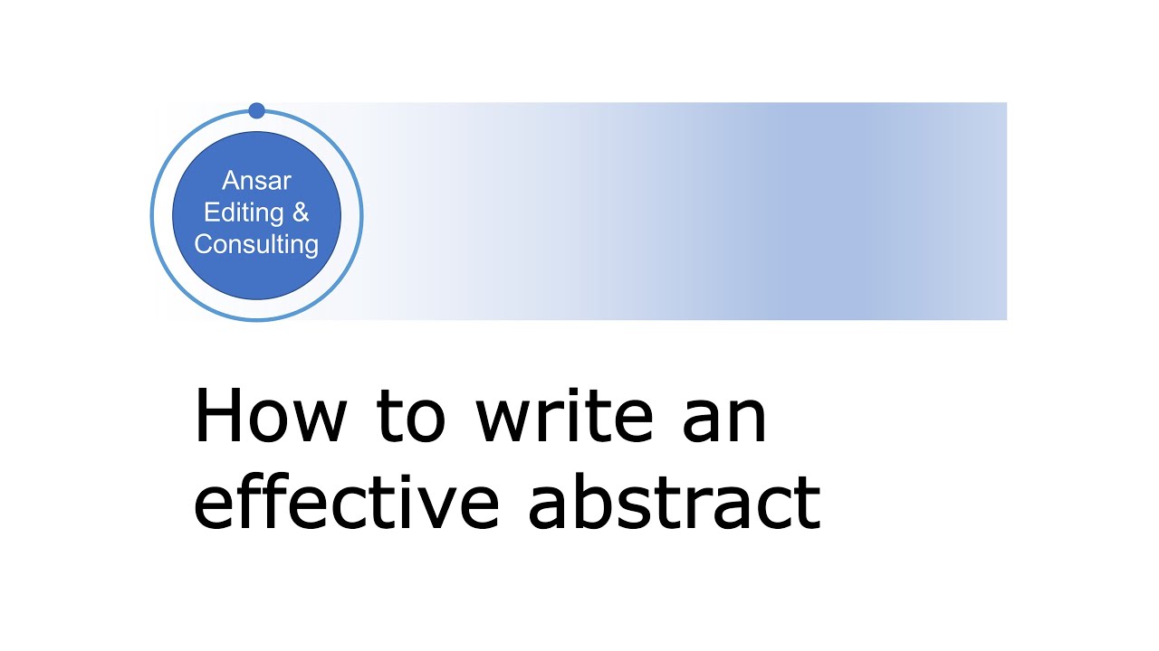 How to write an effective abstract - YouTube