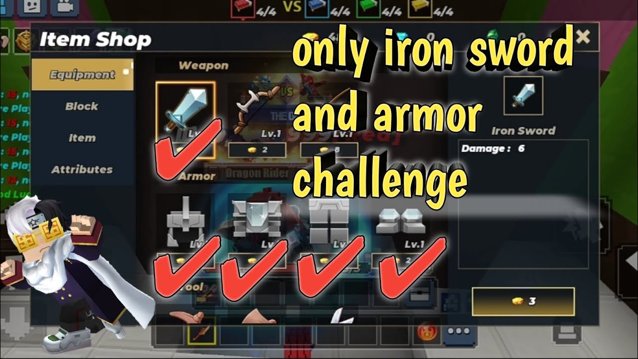 doing only iron sword and armor challenge 🥵 in #bedwars #blockmango 😈 ...