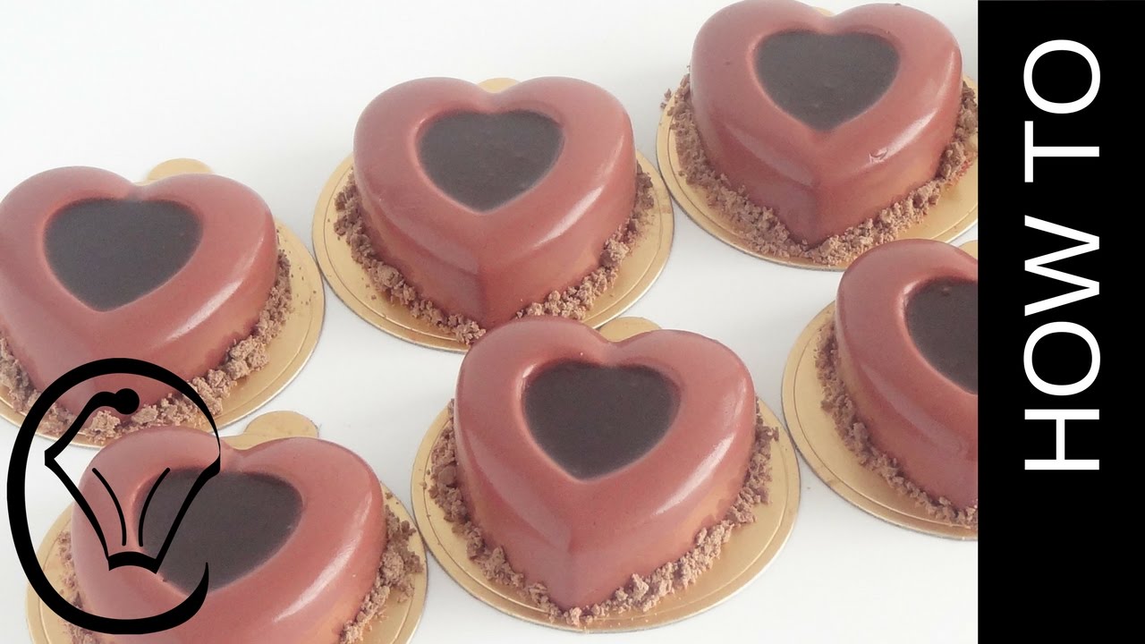 Valentine Red Velvet Chocolate Mousse Hearts Entremet with Ganache ...