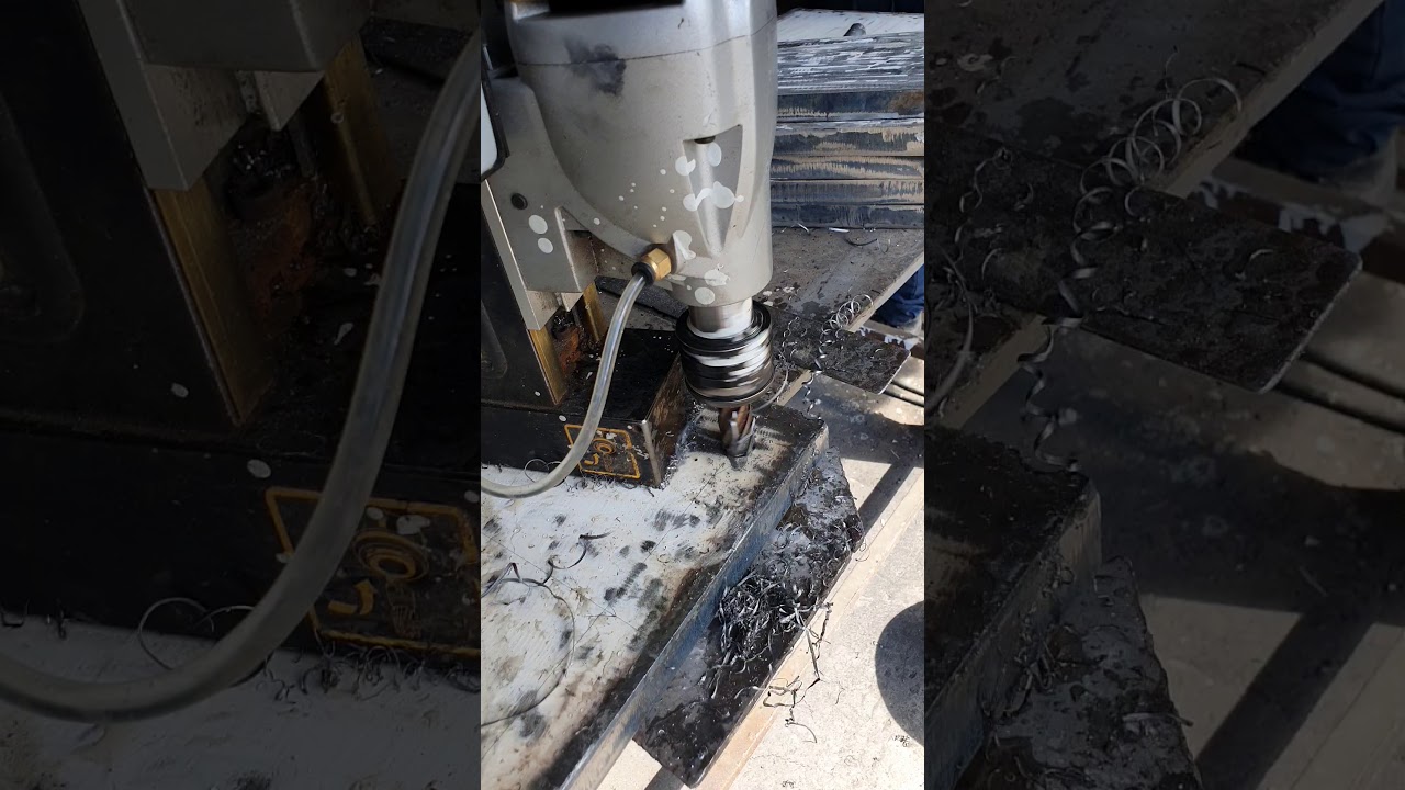 Perforación de placa de una pulgada con taladro magnetico - YouTube