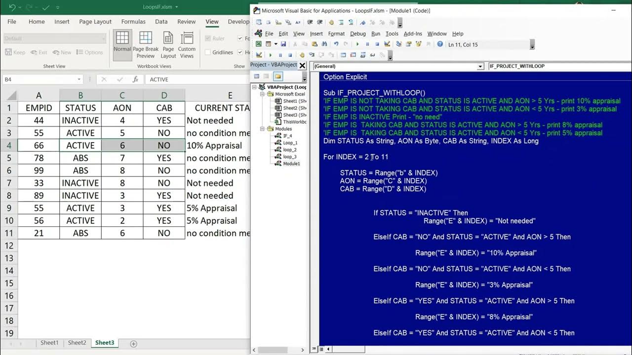 Excel VBA Introduction to Loops & IFs- Lecture8 - Chapter3 - English language - YouTube