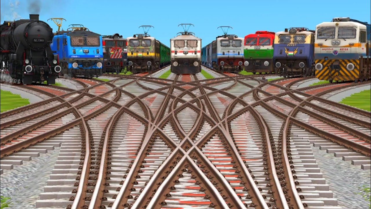 9 Express Trains Run On Realstic Bumpy 🎞Railroad Tracks | train wala ...