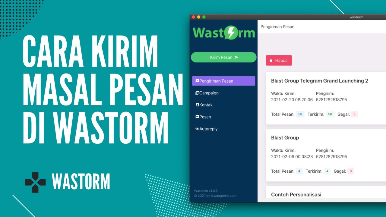 Cara Kirim Pesan Masal Blast Whatsapp WAStorm - YouTube