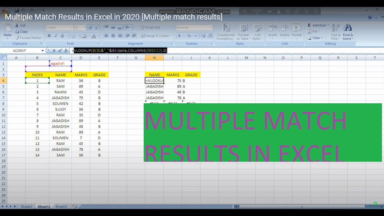 Multiple Match Results In Excel In 2020 Multiple Match Results YouTube multiple-match-results-in-excel-in-2020-multiple-match-results-youtube
