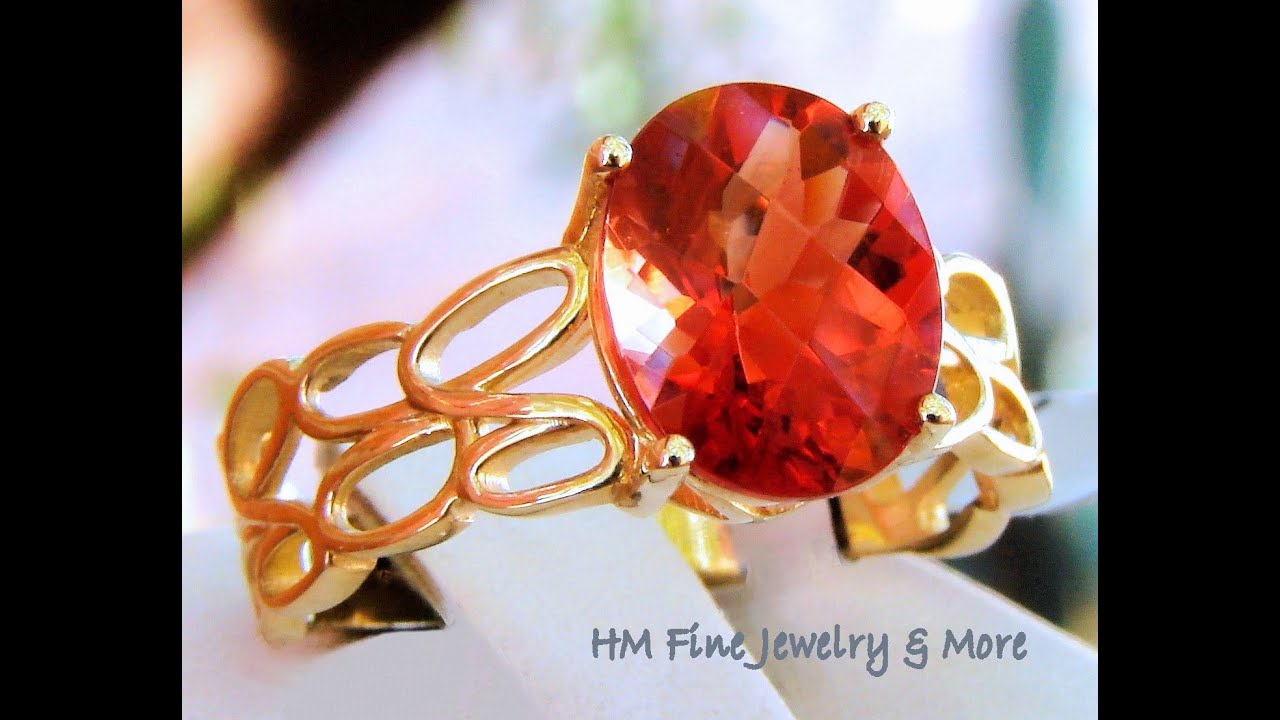 2.31cts Genuine Mongolian Red Andesine Solitaire 10k Solid Gold Ring ...