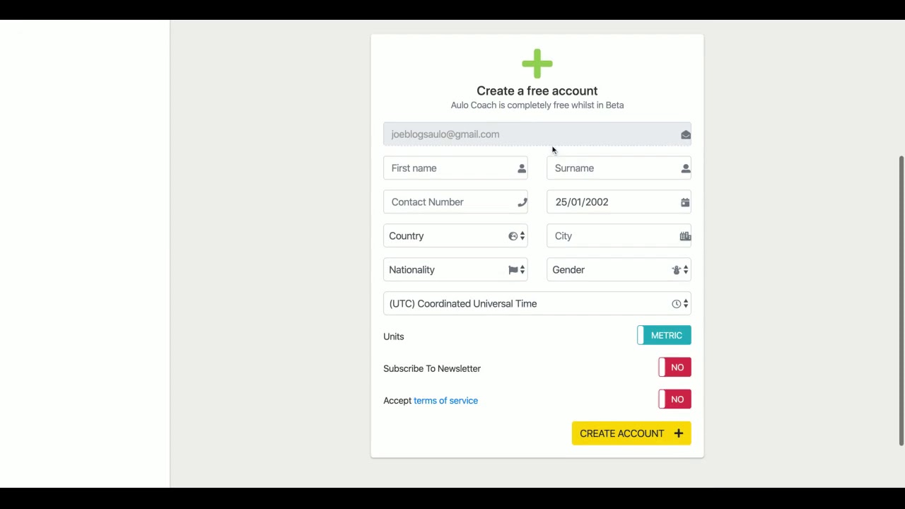 Aulo Coach - Sign Up Process - YouTube