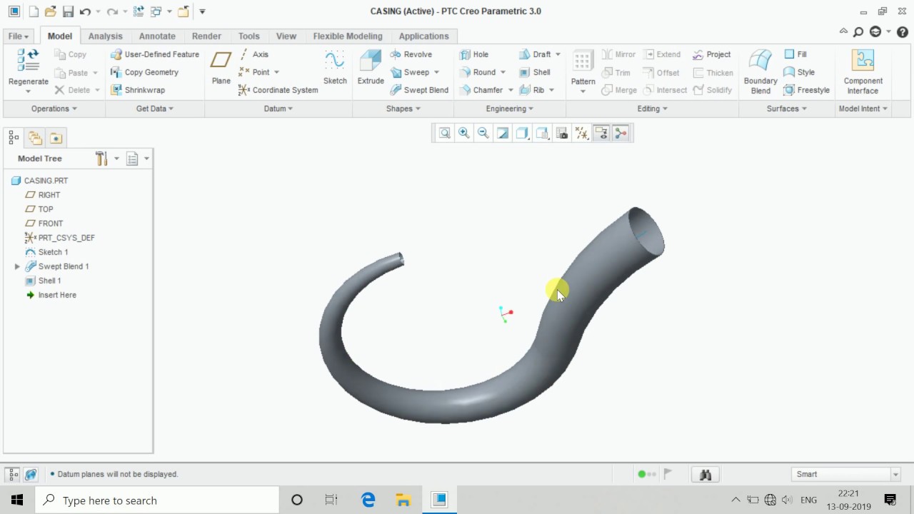SWEPT BLEND IN CREO 3.0 - YouTube