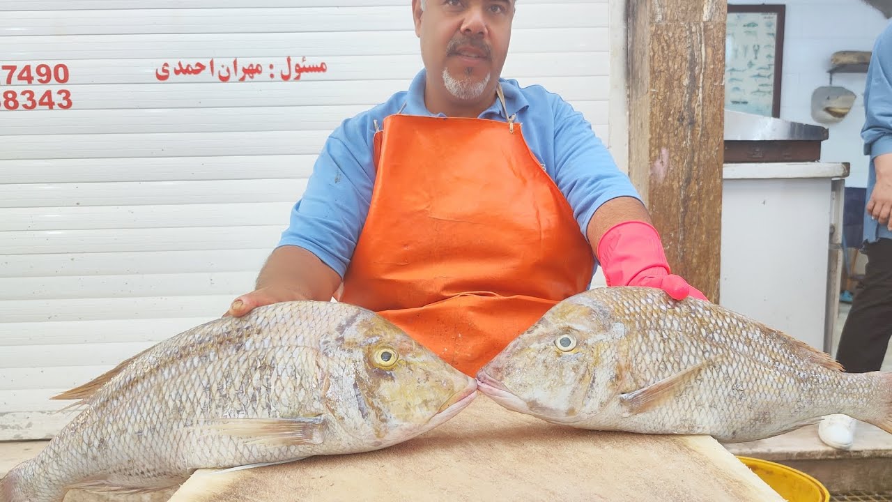 Cutting fish in the southern market of Iran//آموزش برش ماهی دربازار ...