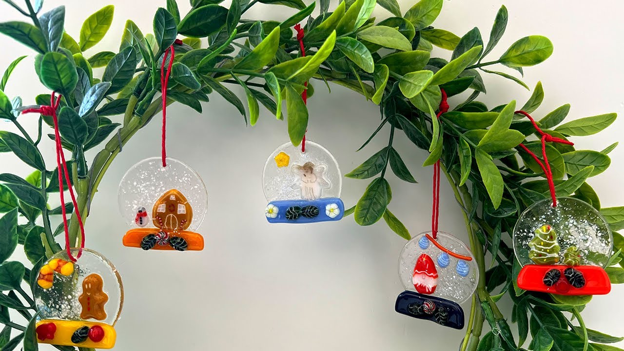 Fused Glass Snow Globe Hanging Decoration - YouTube