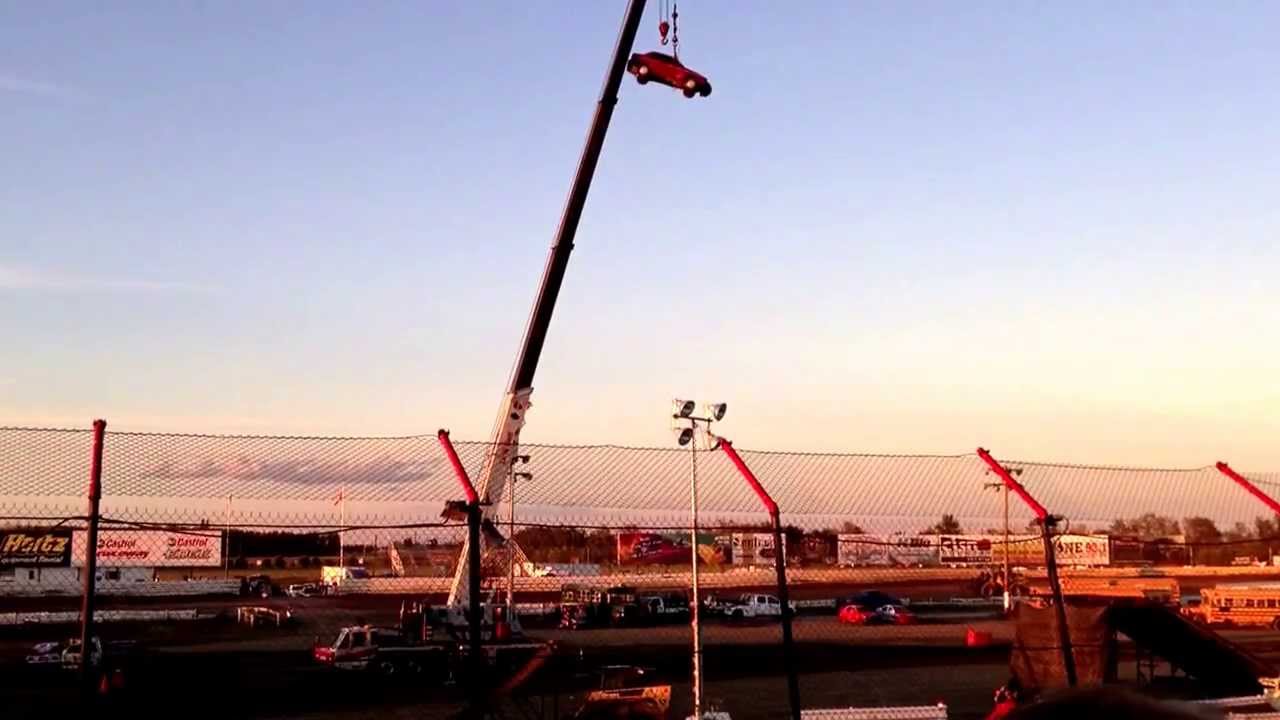 Dropping a car from a crane - YouTube