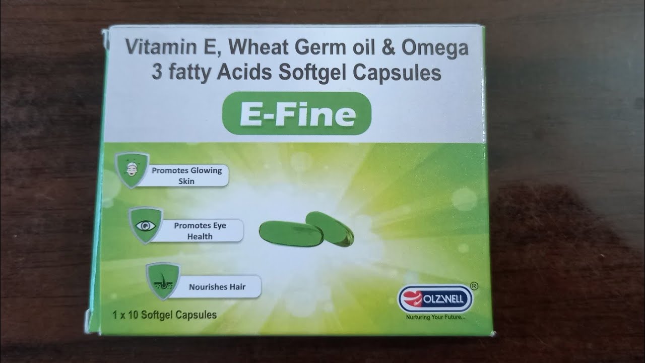 E-Fine|Vitamin E,Wheat germ oil & Omega 3 fatty Acids SG Capsules|Skin ...