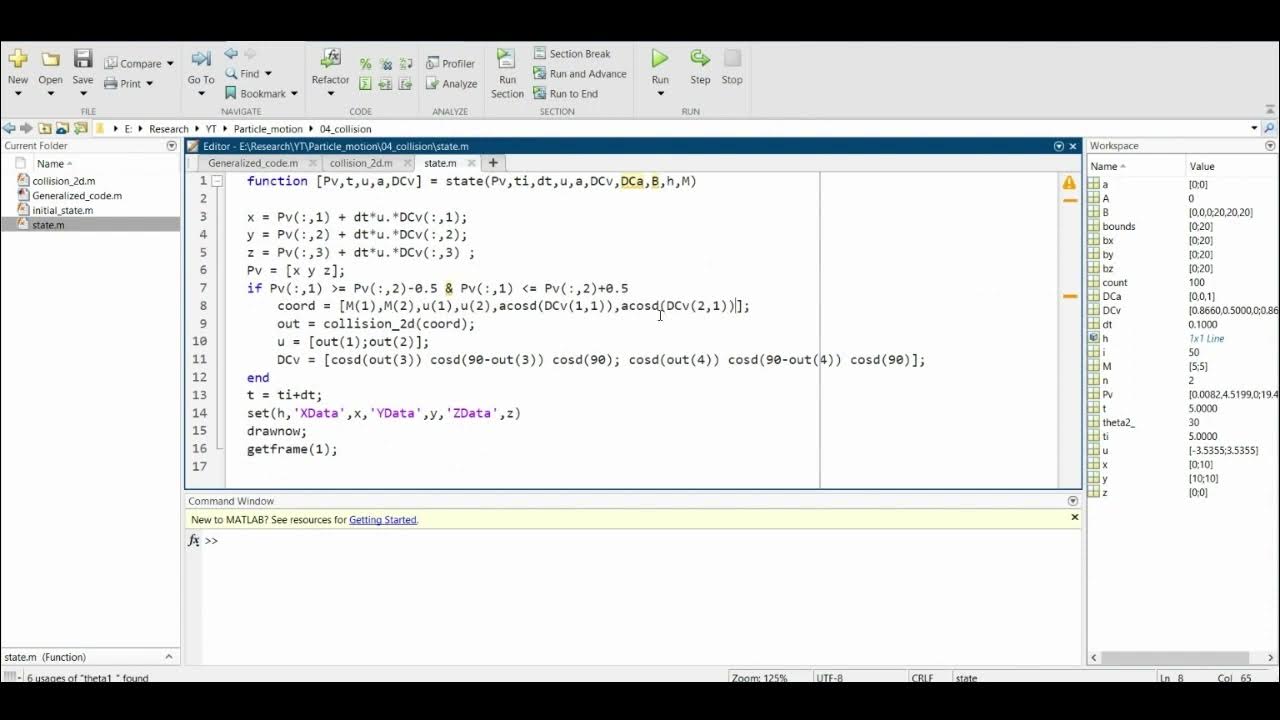 Particle Motion 4(b) Part 3 : Correction for part 2 of 2D elastic collision MATLAB Code. - YouTube